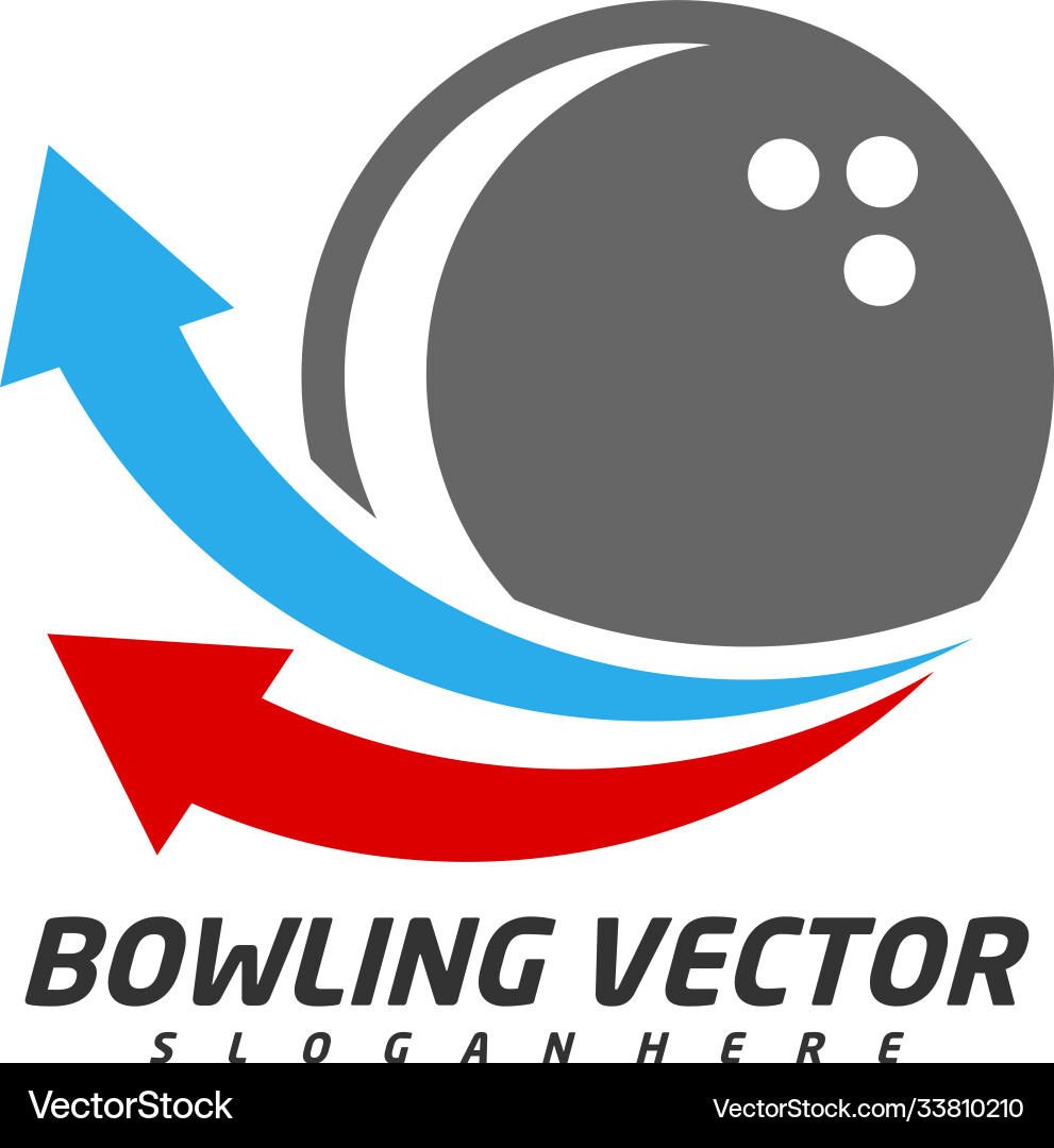 Bowling with arrow logo template design Royalty Free Vector