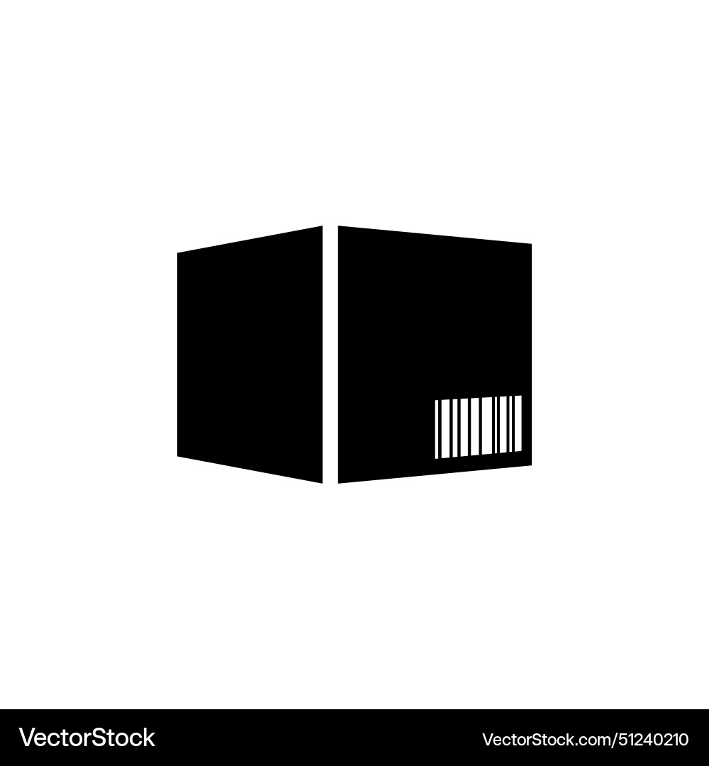 Cardboard box with bar code flat icon Royalty Free Vector
