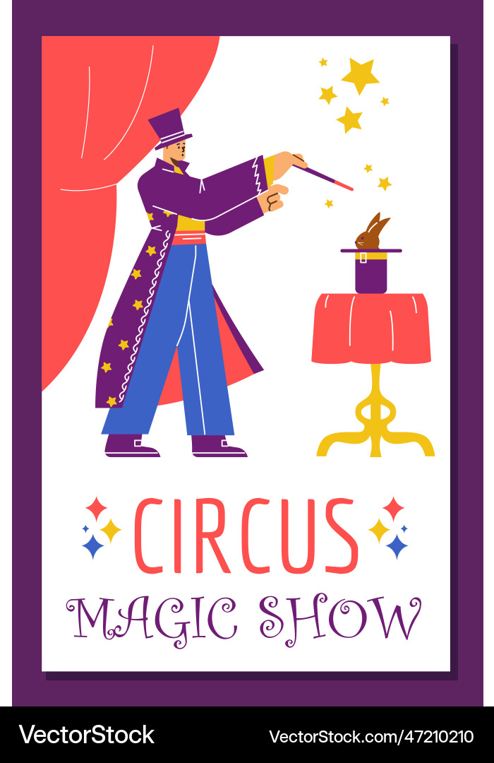 Circus magic show advertising poster cartoon flat Vector Image