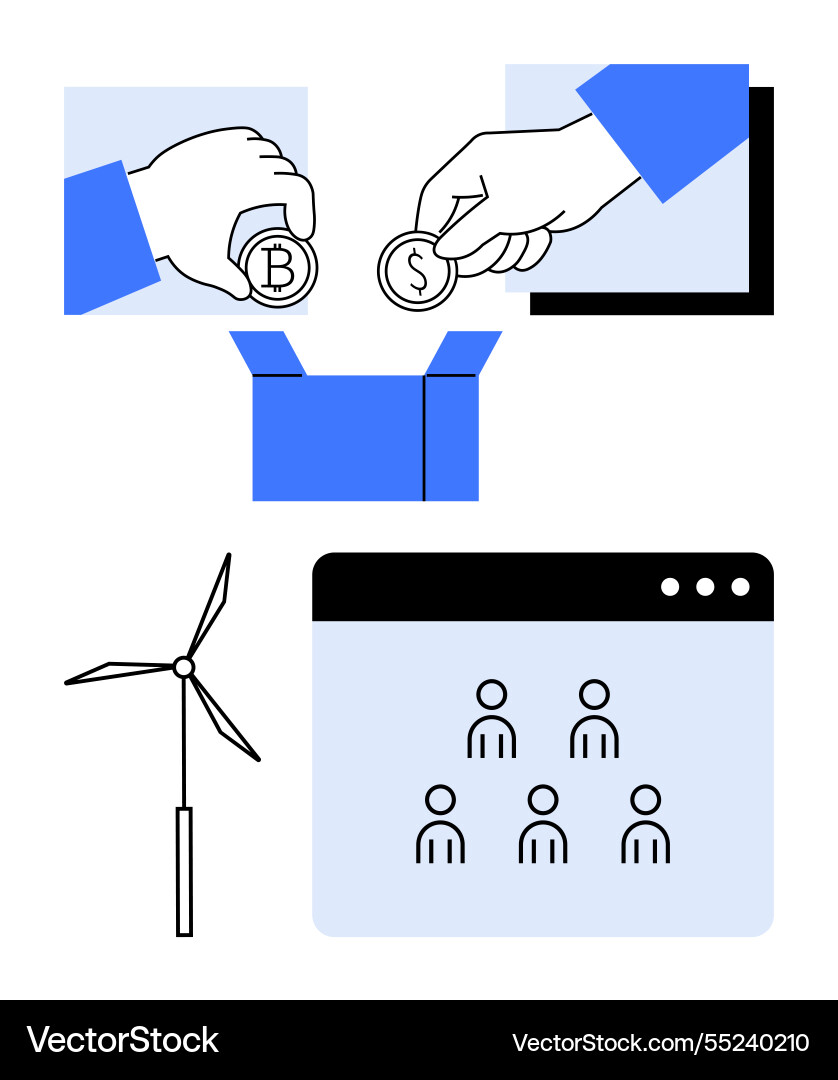 Digital transactions and crowdfunding Royalty Free Vector