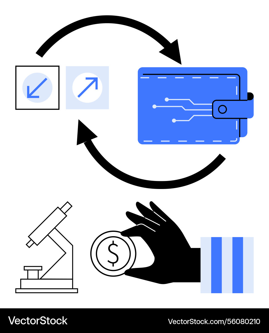 Digital wallet and financial transactions Vector Image