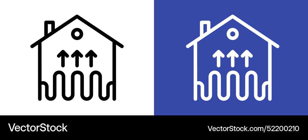 House heating icon logo sign set outline Vector Image