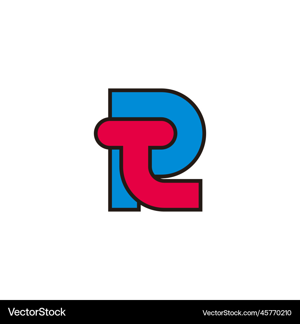 Letter pt colorful outline logo Royalty Free Vector Image
