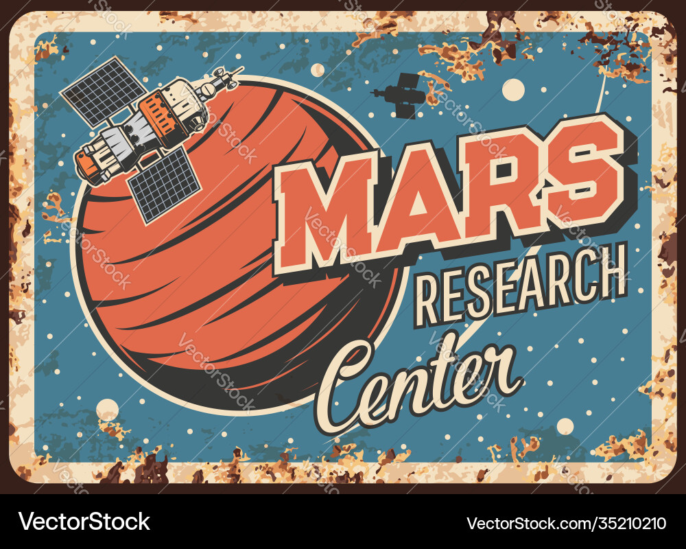Mars research center rusty metal plate Royalty Free Vector