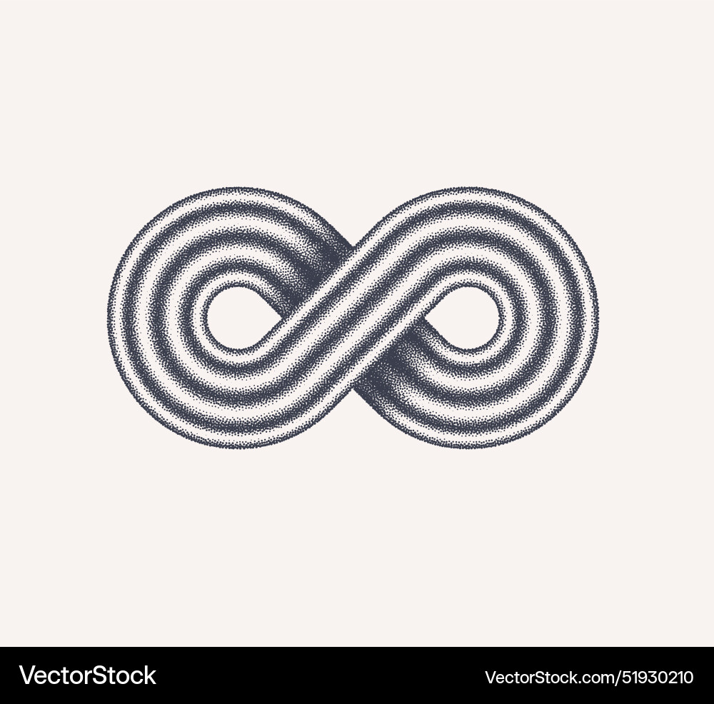Monochrome halftone infinity sign stipple dot Vector Image