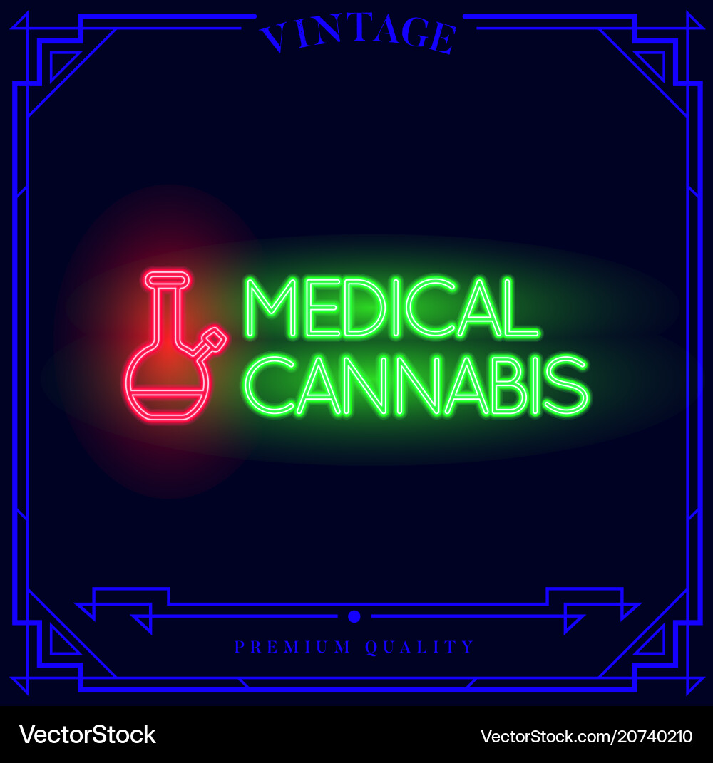 Neon Cannabis Bong Light Sign Royalty Free Vector Image
