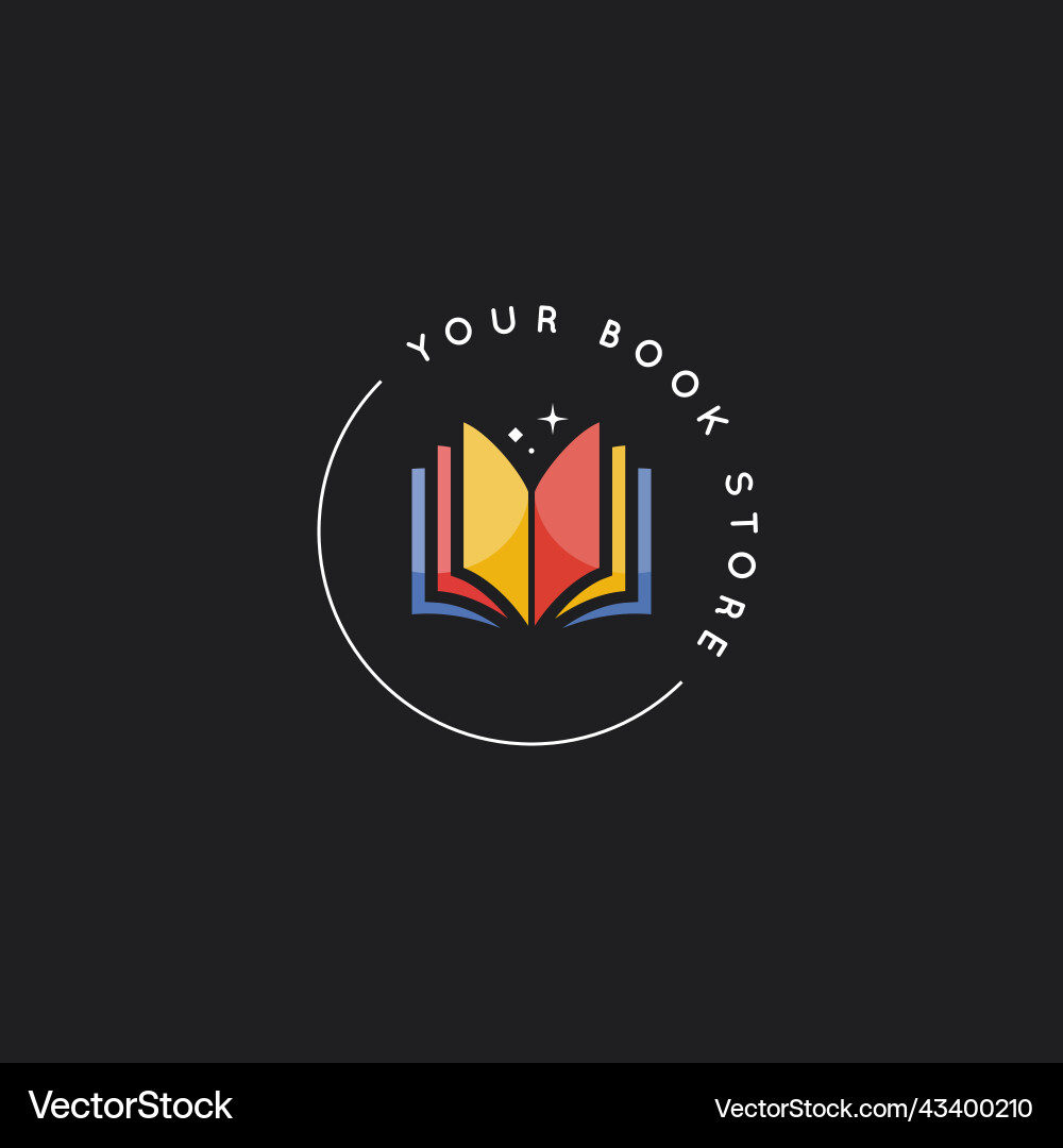 Open Book Logo - Black Background Royalty Free Vector Image