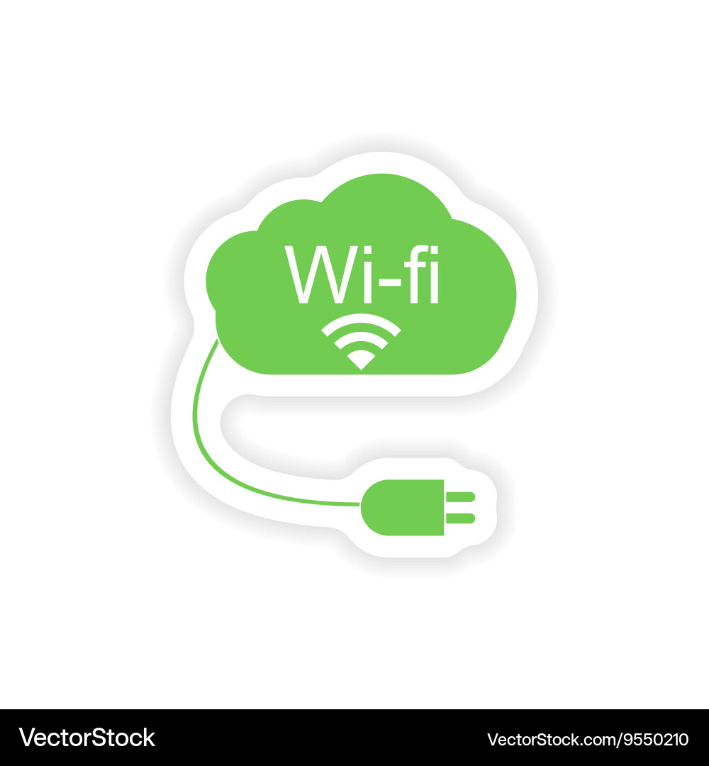 Paper sticker on white background wi fi cloud Vector Image