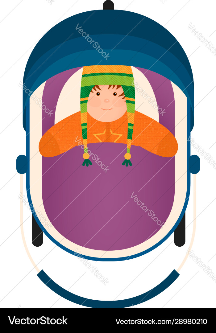 Baby auf der Oberseite im Kinderwagen liegend Kind warm