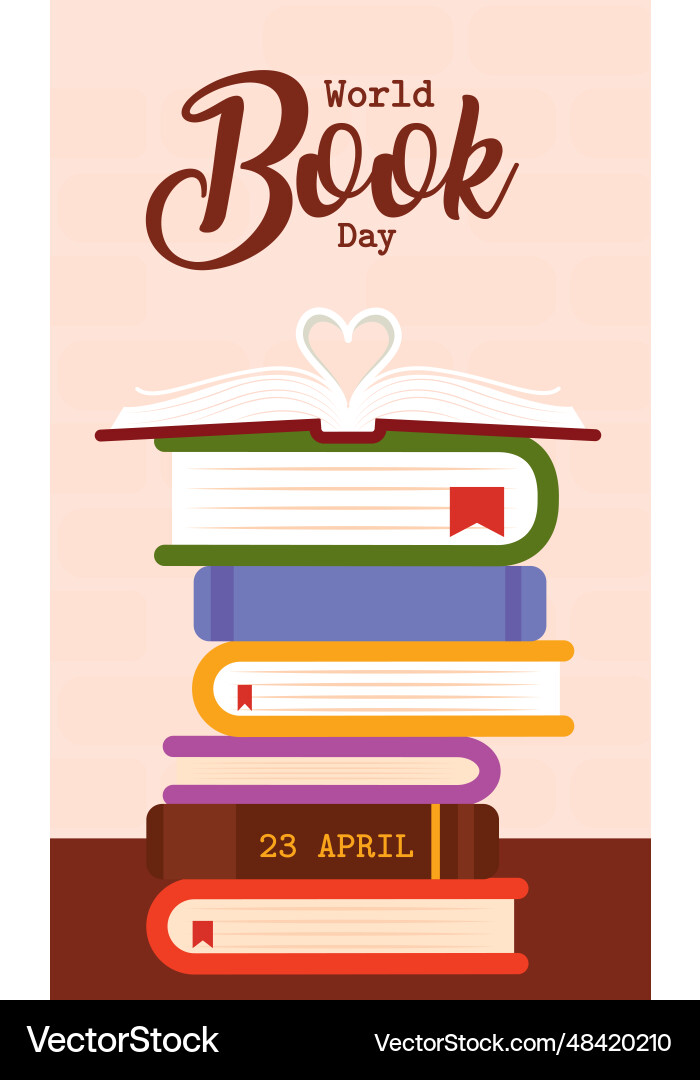 World book day poster stacked books Royalty Free Vector