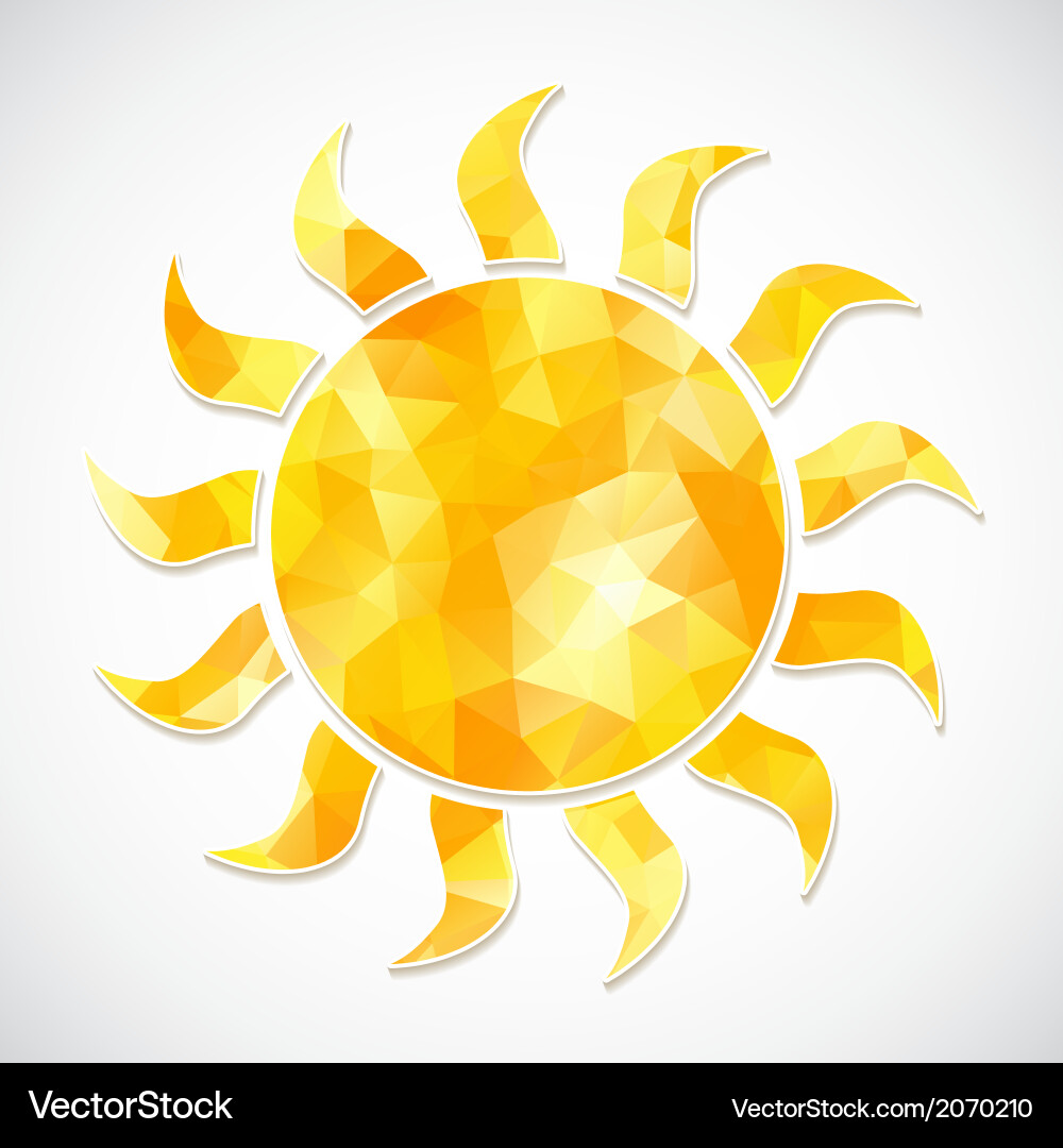 Yellow sun label of triangles Royalty Free Vector Image