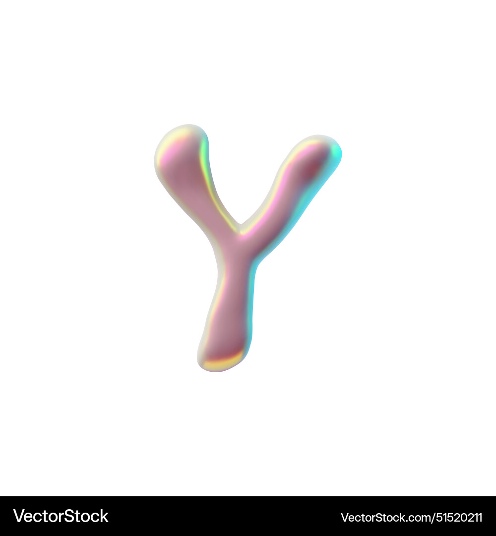 3d y2k font glossy plastic pink letter y liquid Vector Image
