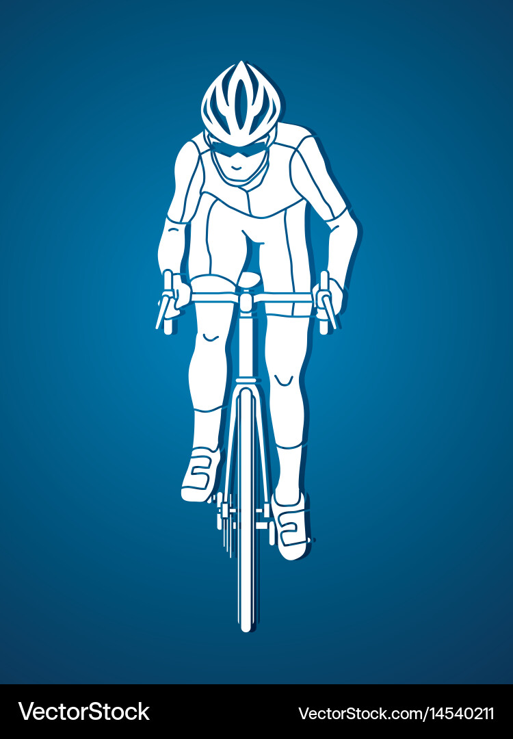 Bicycle riding front view sport man biking Vector Image
