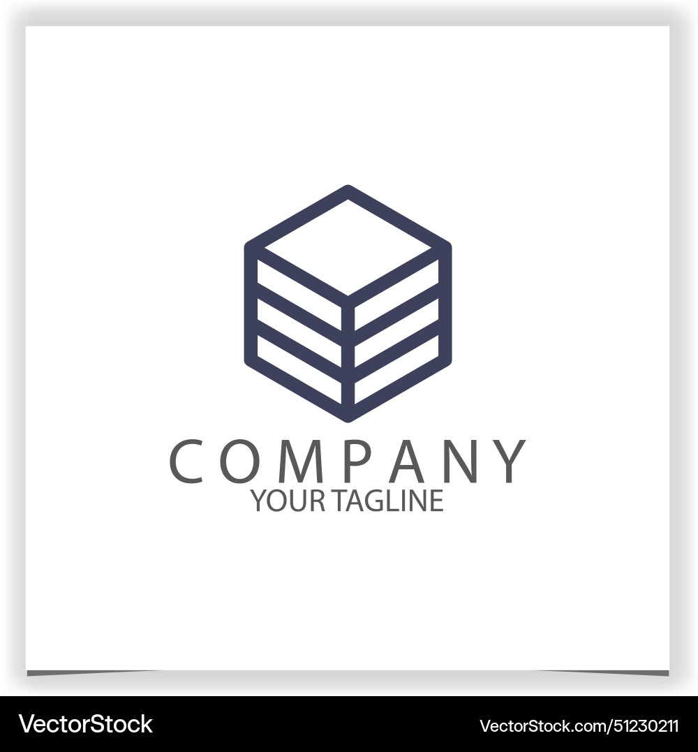 Blue cube logo design template Royalty Free Vector Image