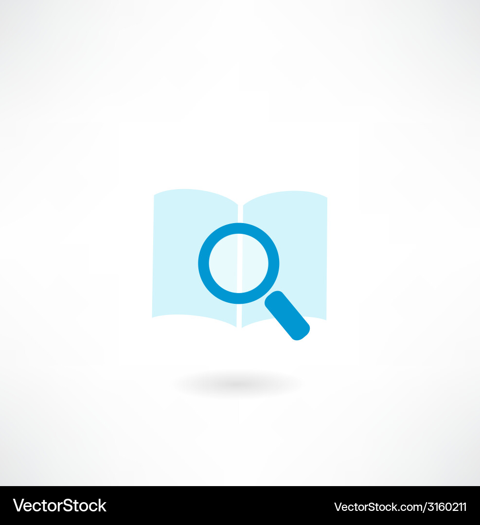 Book with a magnifying glass icon Royalty Free Vector Image