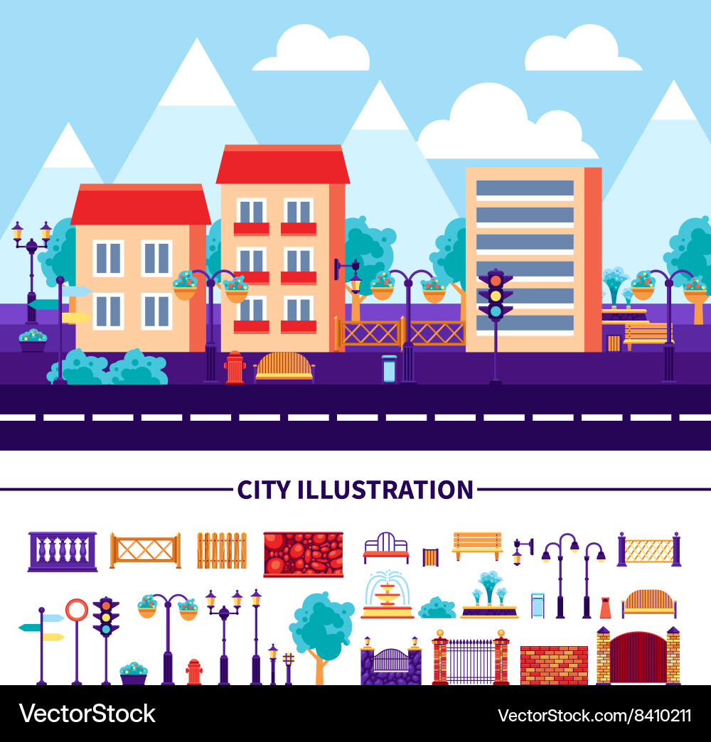 City icons set Royalty Free Vector Image - VectorStock