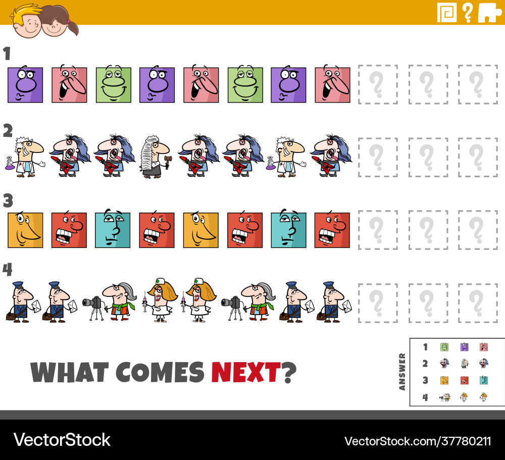 Educational pattern task for children with comic Vector Image