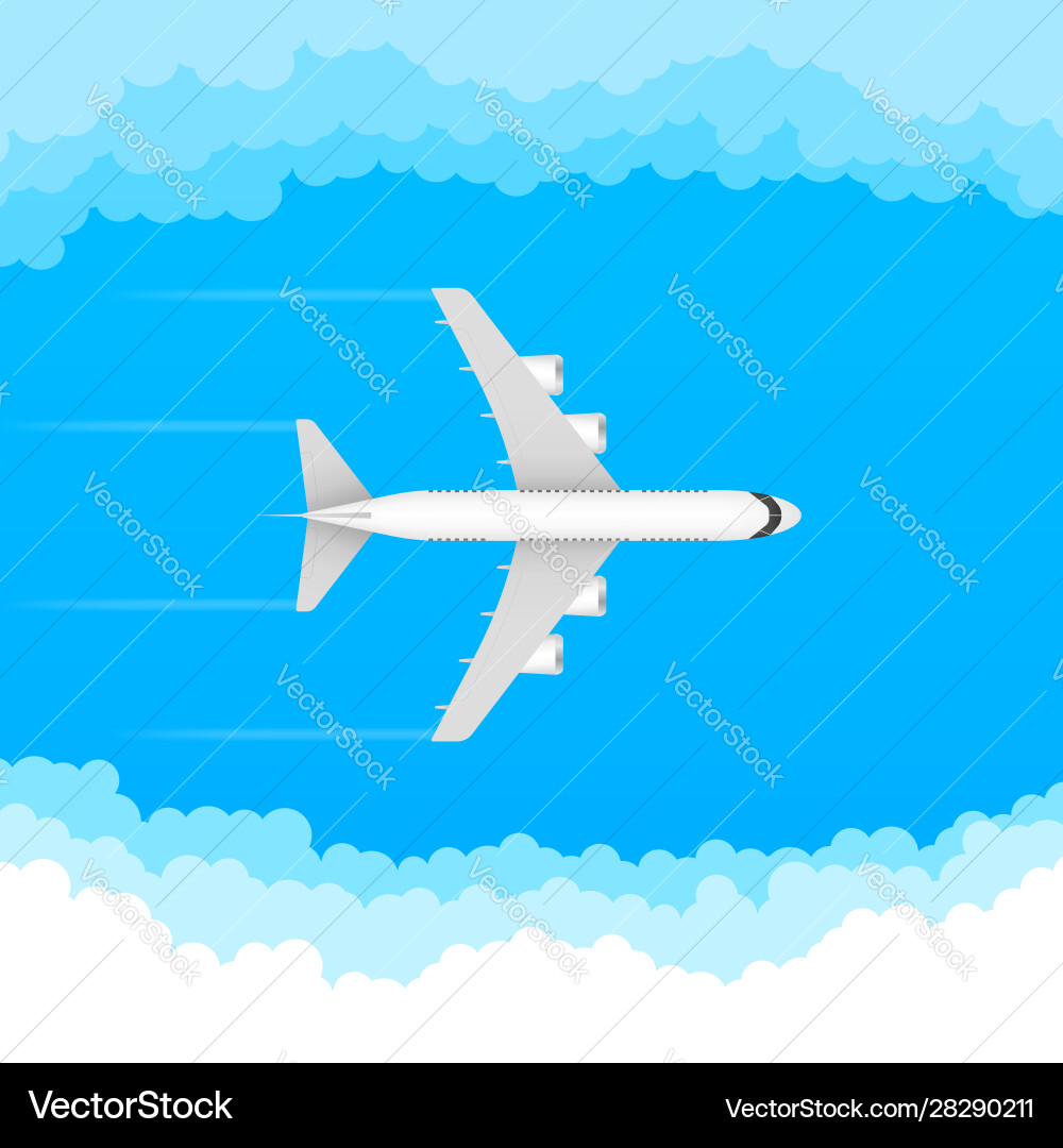 Flat airplane view a flying aircraft stock Vector Image