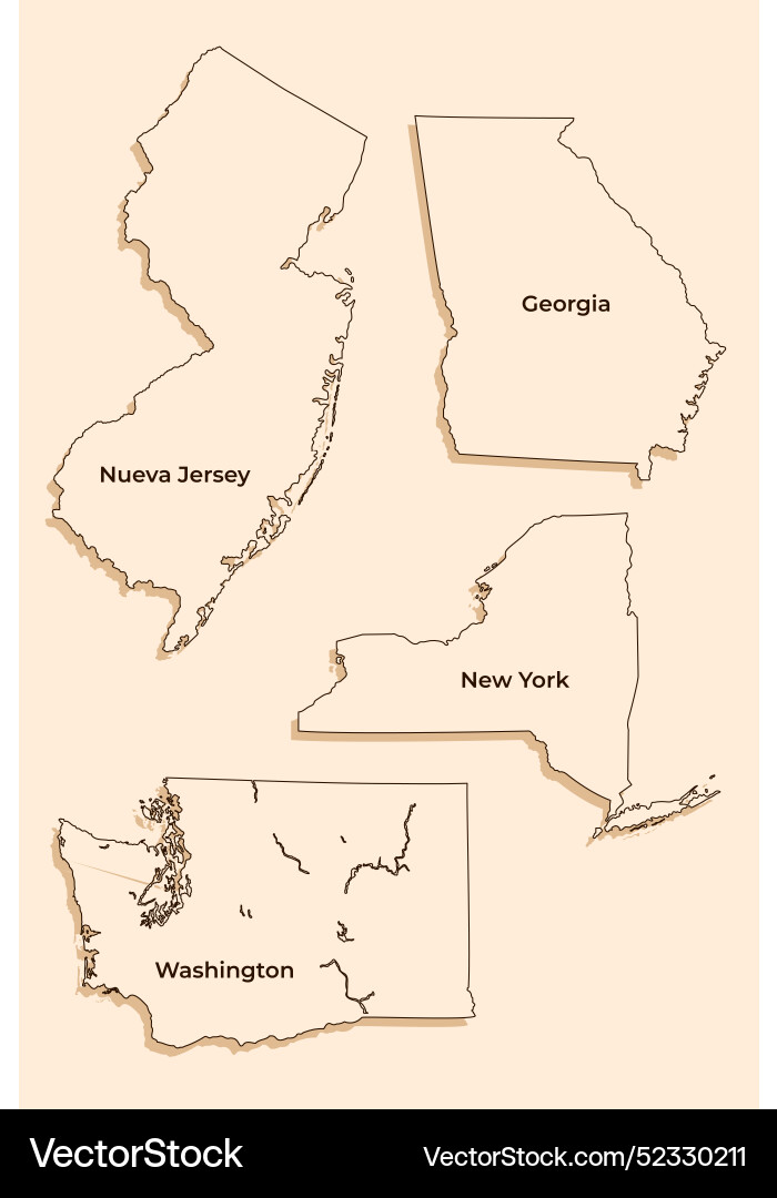 Flat design usa states outline map Royalty Free Vector Image