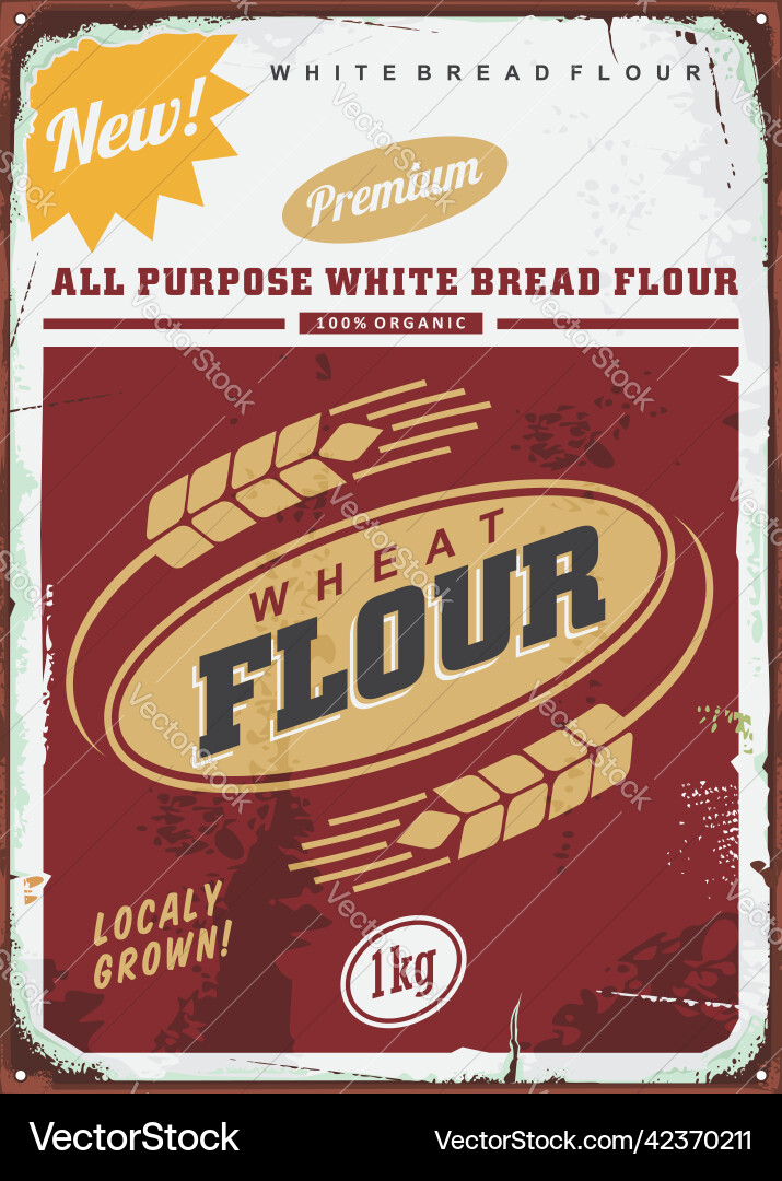 Flour retro sign label Royalty Free Vector Image