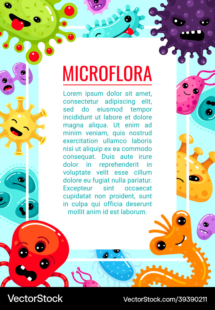 Healthcare poster microbes and viruses frame Vector Image
