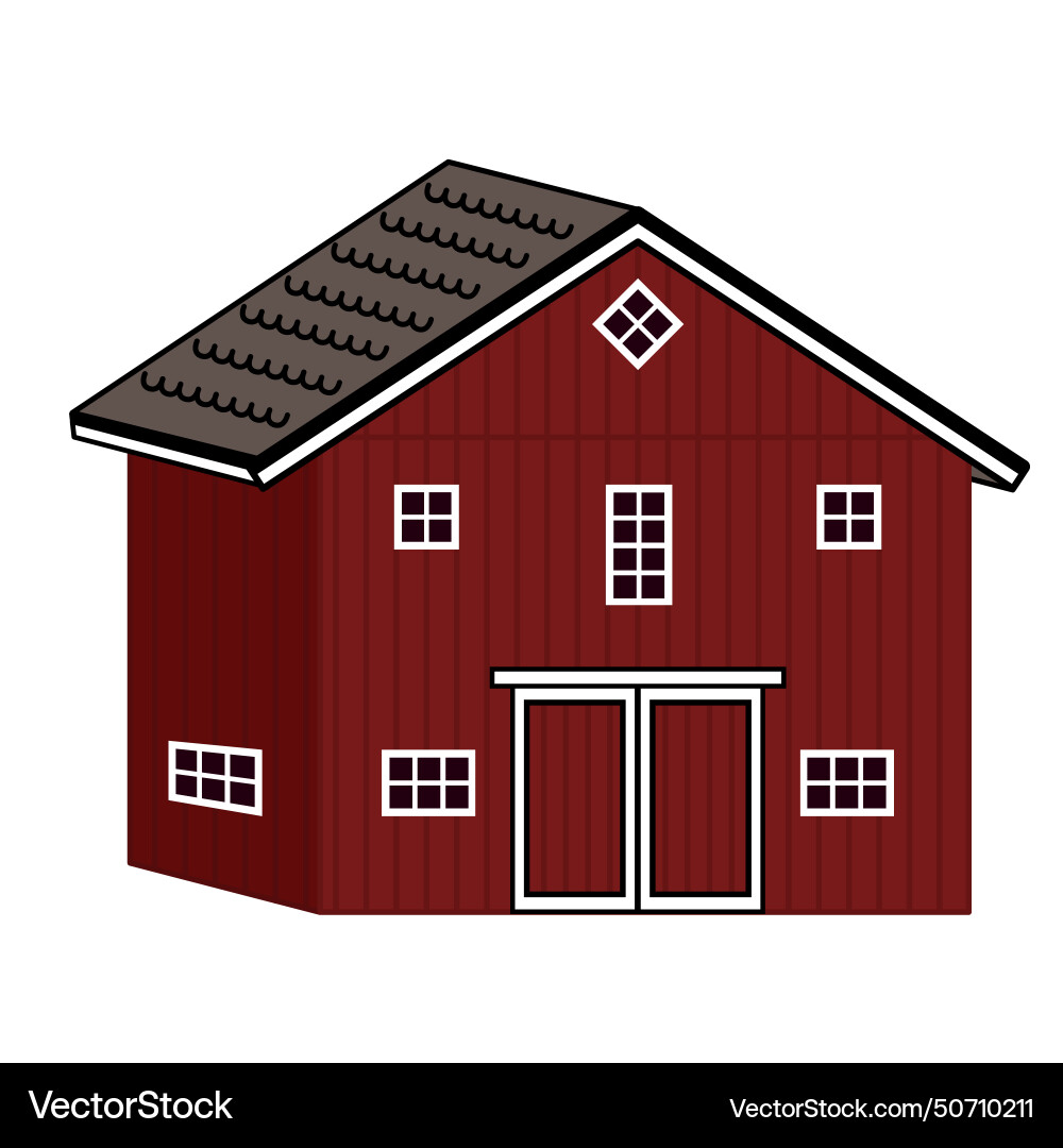 Isolated farm red wooden barn Royalty Free Vector Image