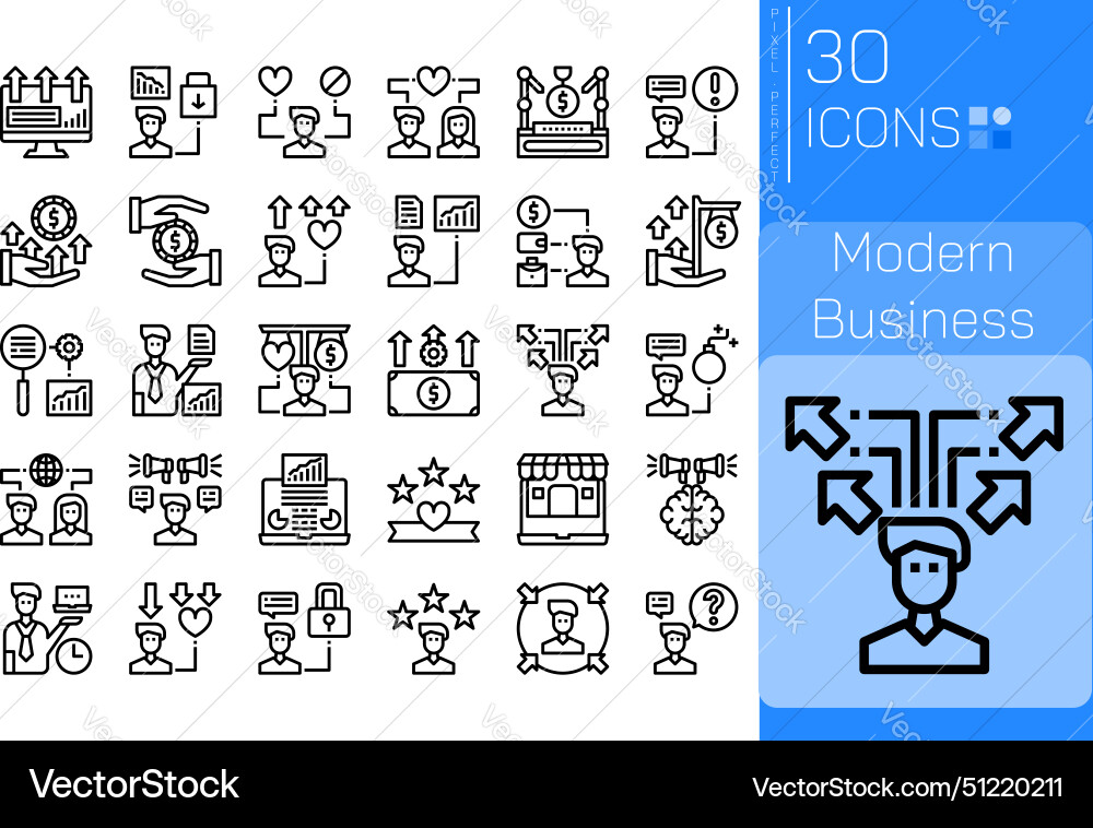 Modern business outline set 2 Royalty Free Vector Image