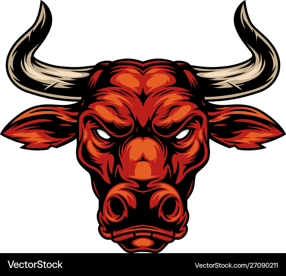 Vintage strong red bull head Royalty Free Vector Image