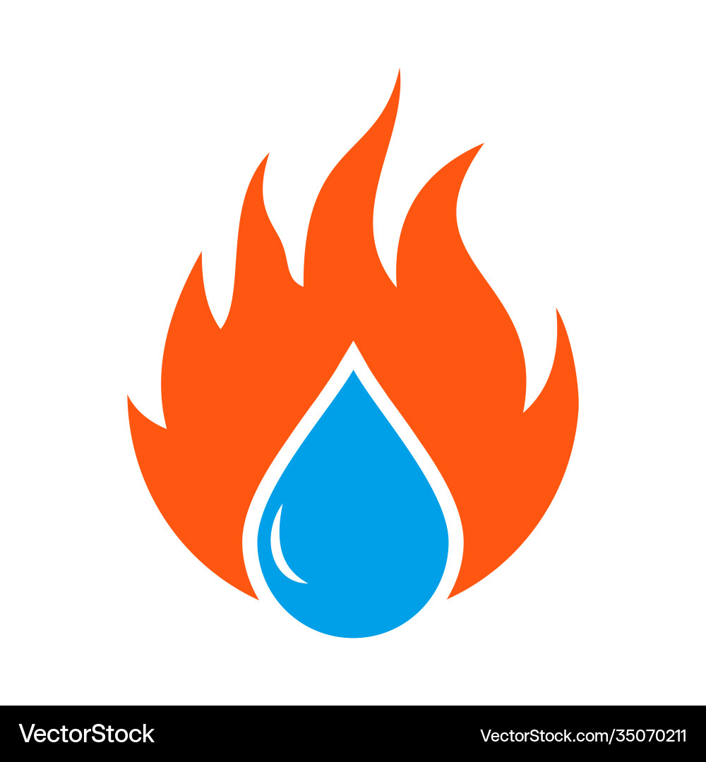 Water and fire energy icon logo Royalty Free Vector Image