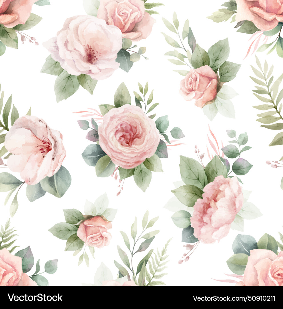 Watercolor floral seamless pattern pink Royalty Free Vector