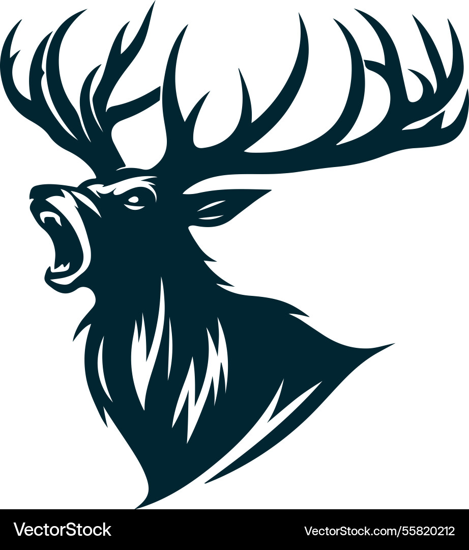 Angry stag silhouette collection Royalty Free Vector Image