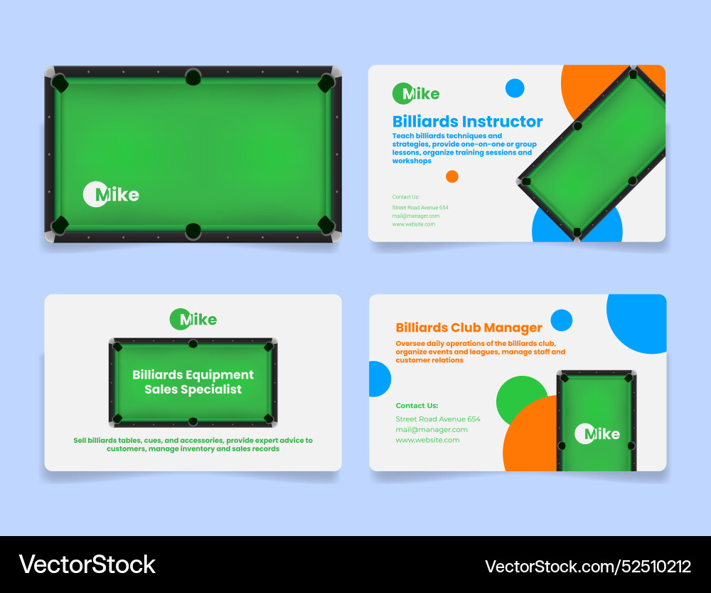 Creative billiards instructor business card Vector Image