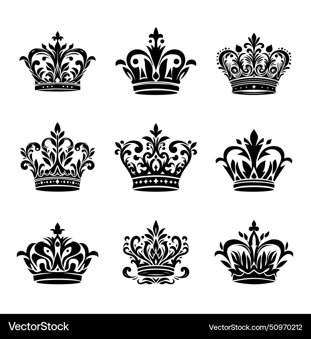 Elegant classic crowns Royalty Free Vector Image