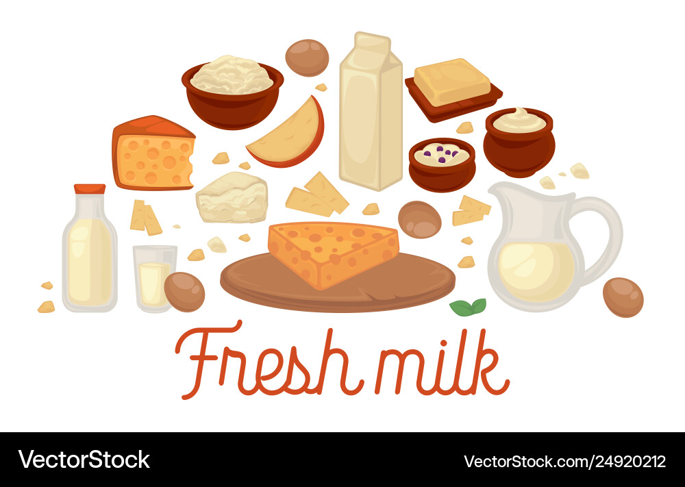 Fresh milk production made at home poster set Vector Image