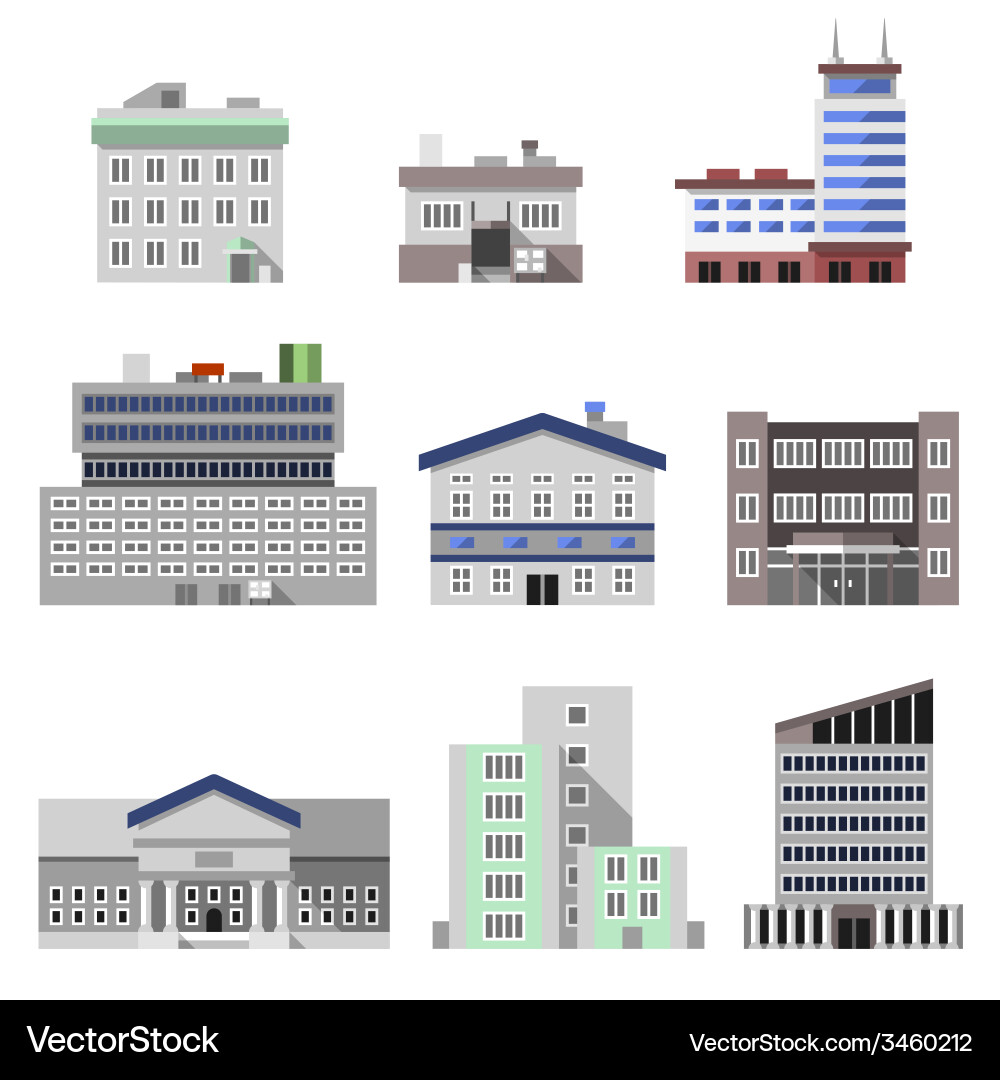 Office buildings flat Royalty Free Vector Image