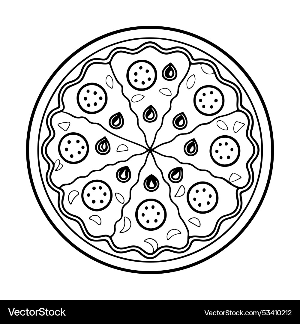 Pizza outline silhouette design Royalty Free Vector Image