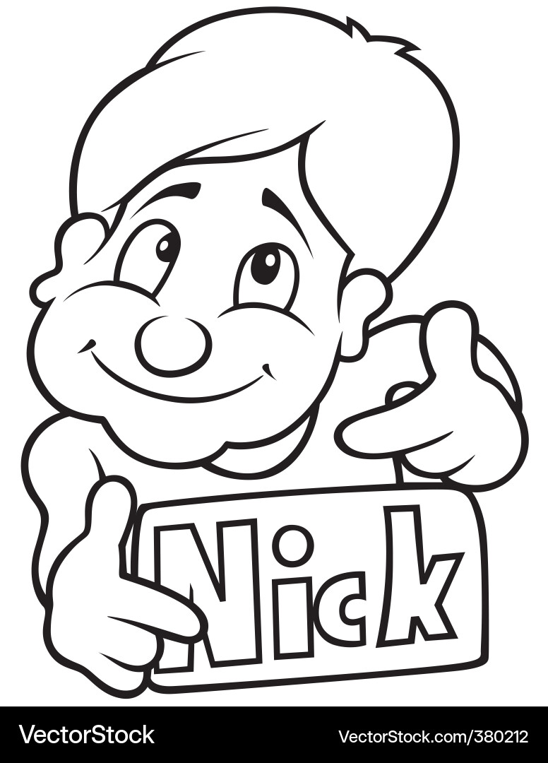 Smiling Cartoon Boy with Name Badge Royalty Free Vector