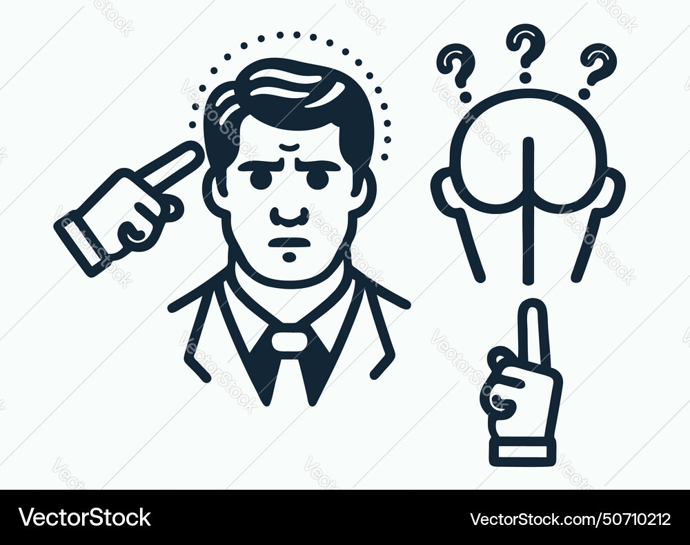 Think with your head flat pictogram Royalty Free Vector