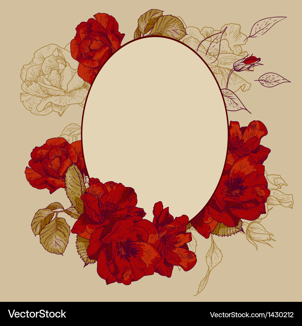 Vintage Roses Floral Frame Royalty Free Vector Image