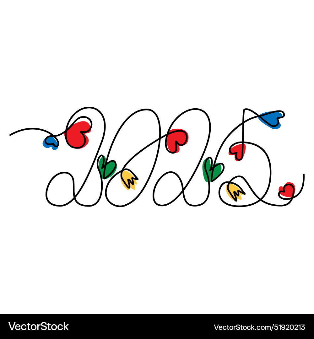 2025 hand lettering concept one continuous line Vector Image