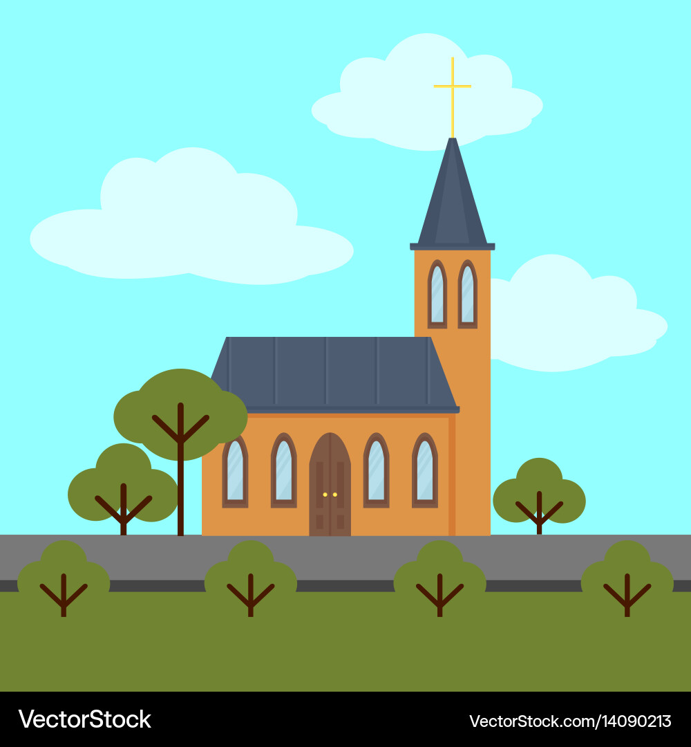 Colorful church building template Royalty Free Vector Image