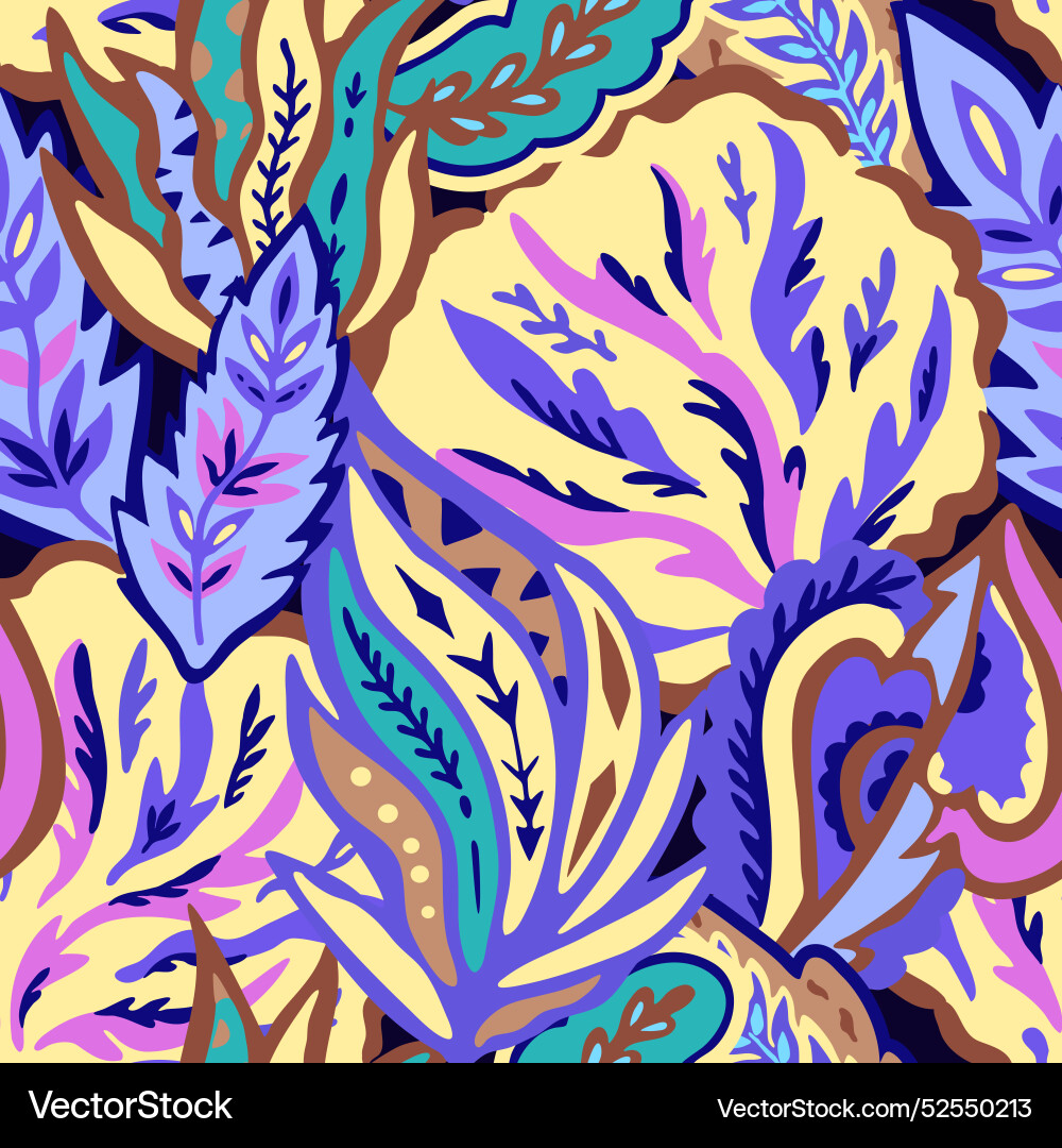 Colorful seamless pattern with chaotic floral Vector Image