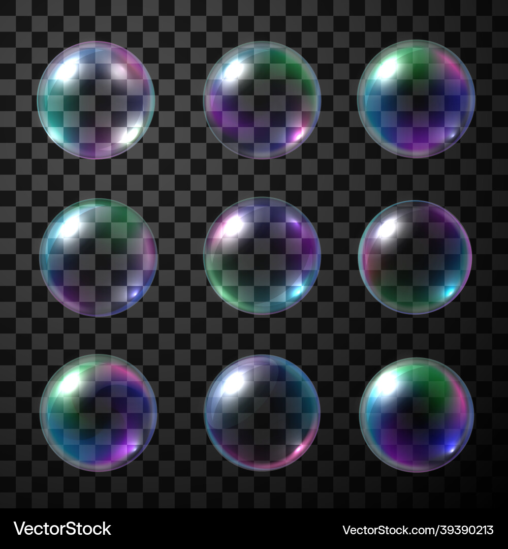 Colorful Soap Bubble Set Royalty Free Vector Image