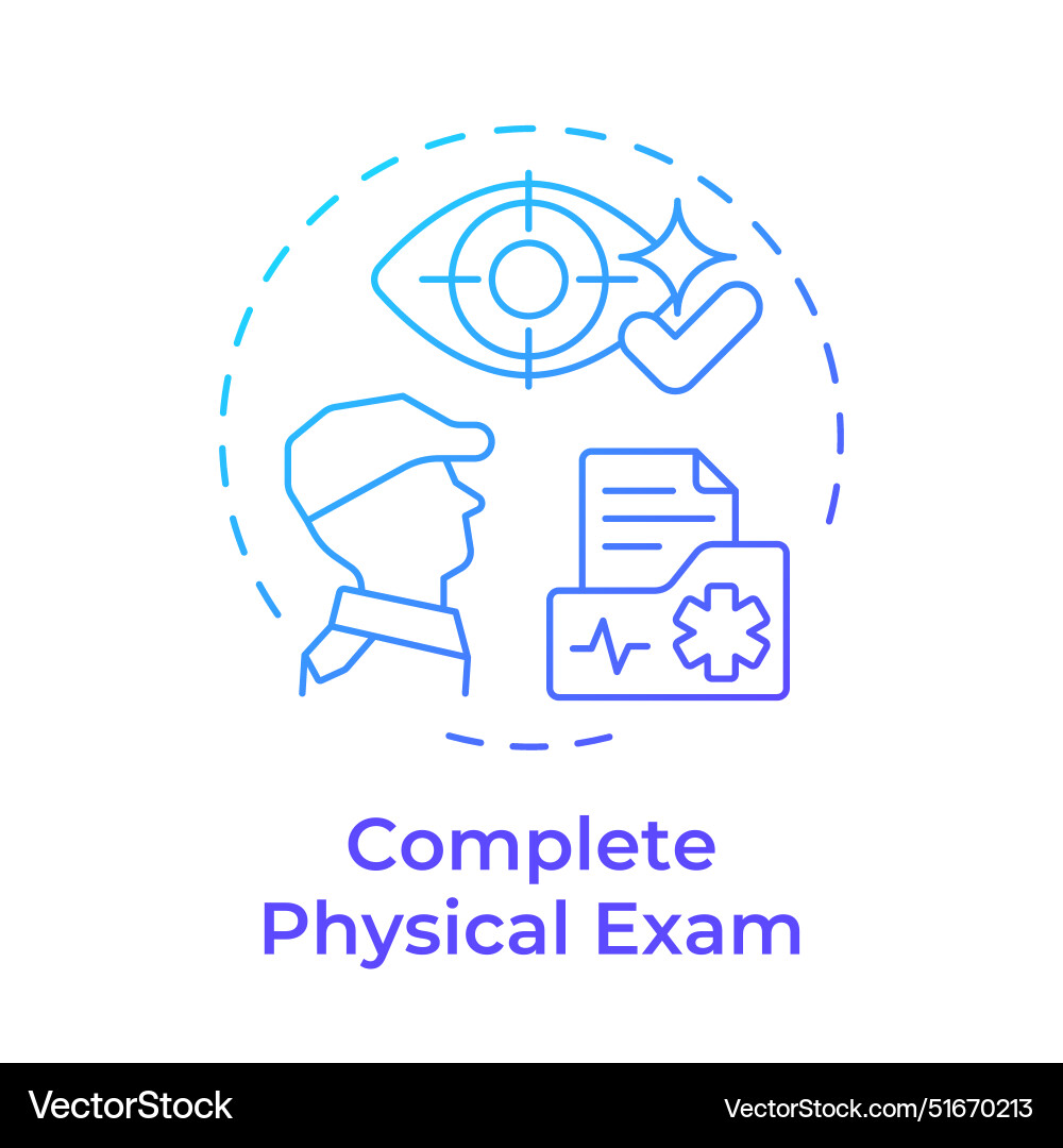 Complete physical exam blue gradient concept icon Vector Image