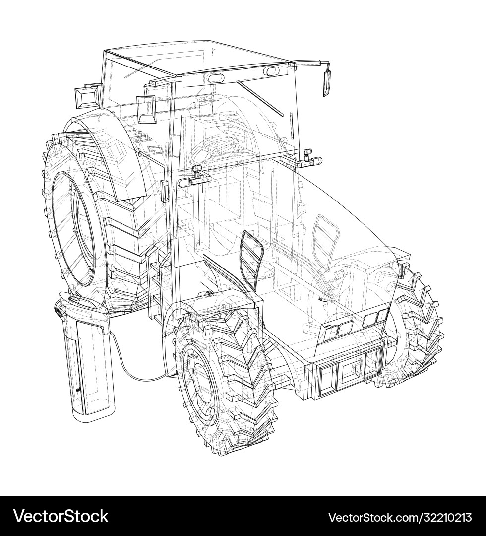 Electric farm tractor charging station sketch Vector Image
