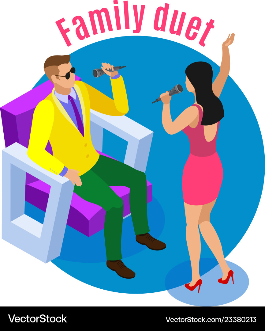Family duet isometric composition Royalty Free Vector Image