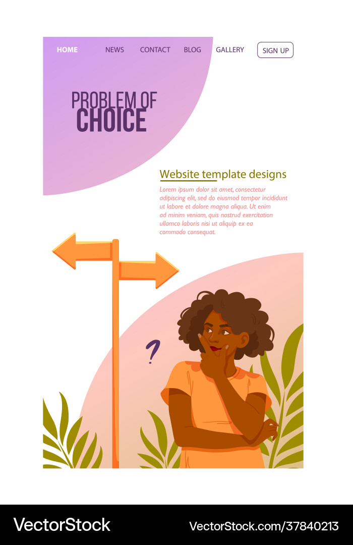 Female character is having a problem choice Vector Image