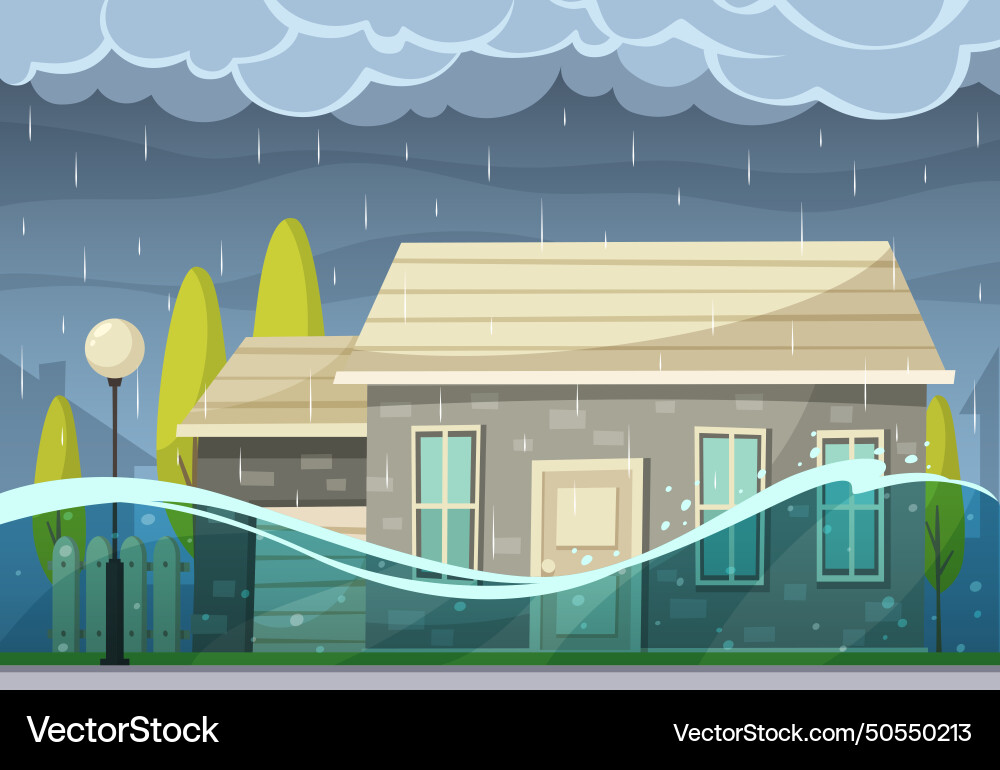 Flood Disaster Cartoon Royalty Free Vector Image