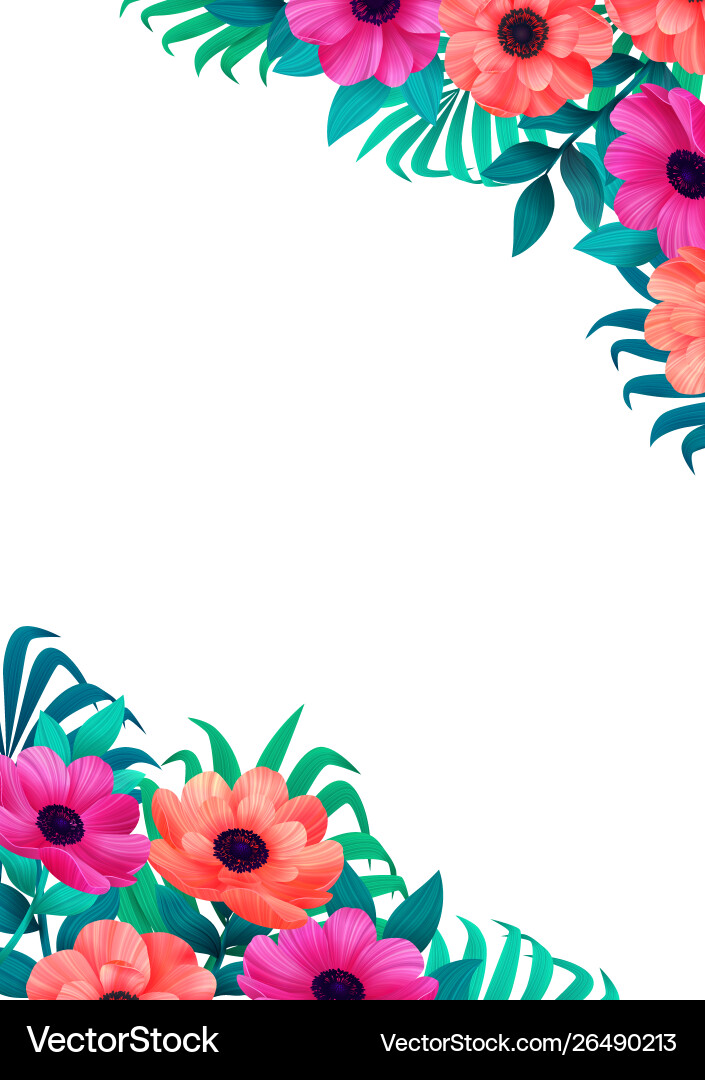 Floral frame corner design beautiful wild garden Vector Image