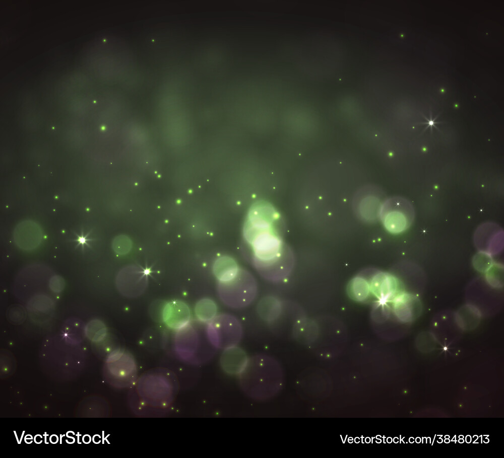 Green Magic Bokeh Christmas Background Royalty Free Vector